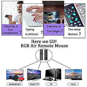 ILEBYGO Air Mouse for Android tv Box, Rechargeable Mini Wireless Keyboard and Air Remote Control Touchpad with RGB Backlit T6 for Android TV Box, PC, Projector, HTPC etc.