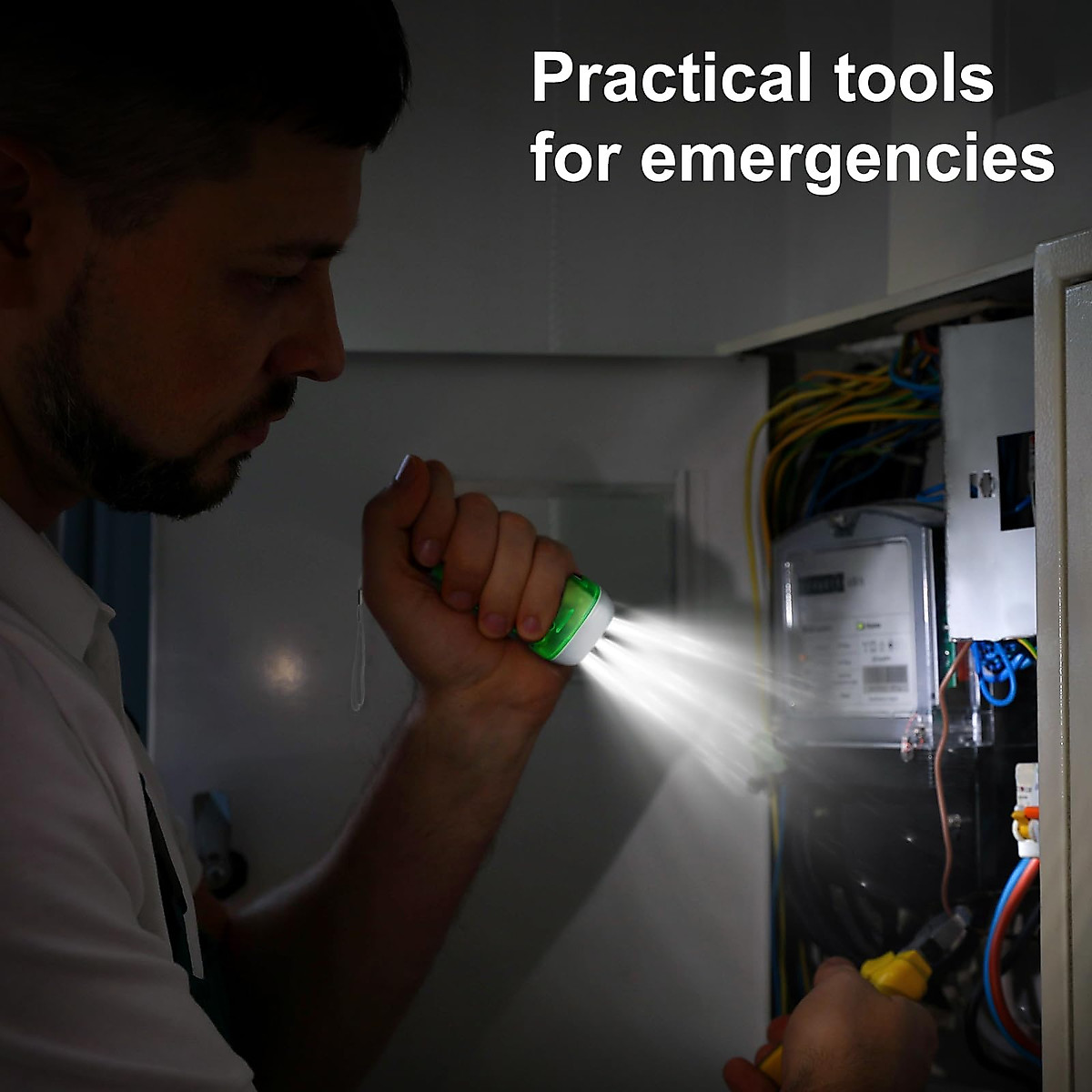 48 Pcs Hand Crank Flashlight No Battery Required Torch Light Manual Press Flashlight 3 LED Light Squeeze Flashlight for Shoeboxes Camping Hiking(Green, Gray, Blue, Red)