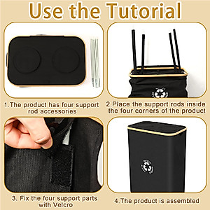 JUNEBRUSHS Recycling Bin Storage Kitchen Indoor Household Bottle Items Collection Container Large 42 Gallon 158L Double Bucket Recycling Storage with Lid, Reusable Removable Inner Bag Bottle Jar Glass