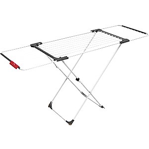 Vileda Extendable Clothes, Foldable Airer with Wheels, Aluminium Resin, White, 5.2 x 60.5 x 131.5 cm