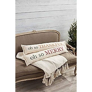 Mud Pie Long Reversible Pillow, 7" x 35", White