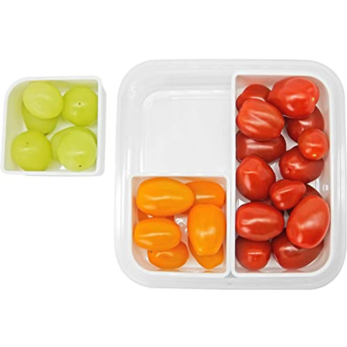carrotez Food Storage Containers, 3 Compartment Portion Control Container, Snack Container for Adults, Microwave safe, BPA Free, Reusable, 2.4 Cup (570ml)
