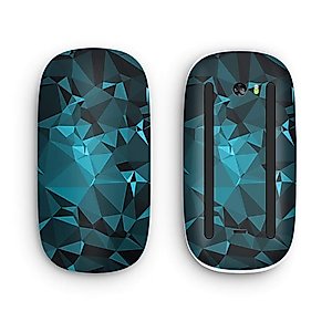 Design Skinz Turquoise and Black Geometric Triangles Vinyl Decal Compatible with The Apple Magic Mouse 2 (Wireless, Rechargable) with Multi-Touch Surface