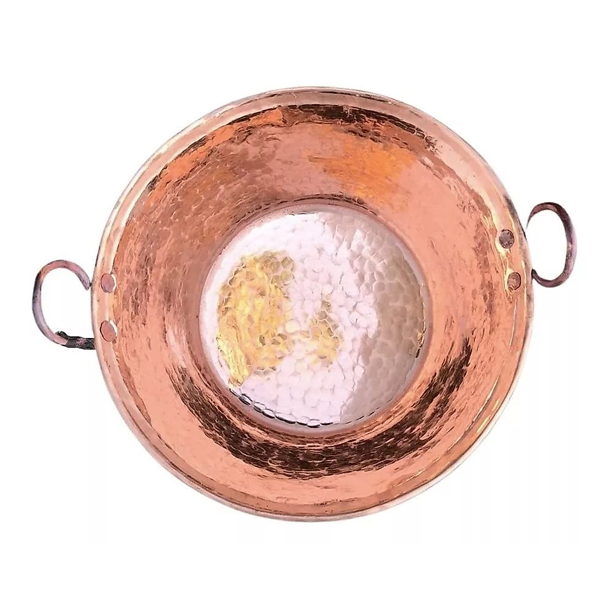 CELLY PARTY 16" Authentic and Cazo De Cobre Original Para Carnitas Large Heavy Duty Gauge Copper Pot Hand Hammered Made in Mexico 100% Copper Wok Jam Pan