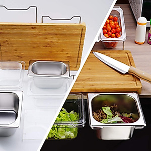 Bamboo Cutting Board with Containers (Set of 4), Chopping Boards for Kitchen, Chopping Board with Juice Groove for Meat Fruits and Vegetables, Natural Serving Tray with Easy Grip Handle(16" x 10")