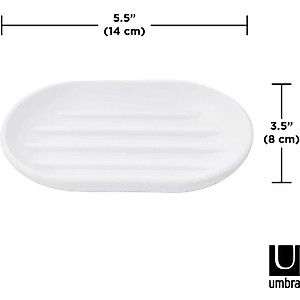 Umbra Touch Dish for Bathroom-Contemporary, Practical Molded Oval Soap Bar Holder for Bath Sink-Nicely Fits Into Amenity Tray-Easy to Clean, Highly Durable, 13 x 9 x 2 cm, White