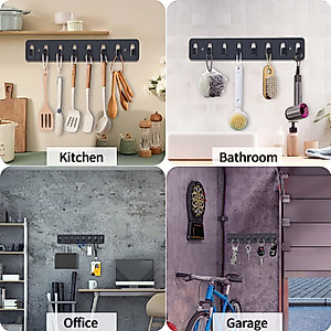 Suzurana Key Holder Wall Mount with 8 Hooks, Key Hooks for Wall with Screws and Anchors, Key Hanger Adhesive Key Rack Organizer for Entryway Front Door, Hallway, Bathroom, Kitchen, Garage