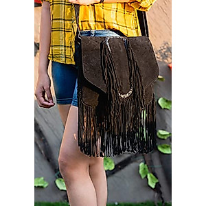AryanExports Women Hippie Fringe Bags Fashion Bohemian Black Tassel Cross Body Bag Vintage Boho Bags