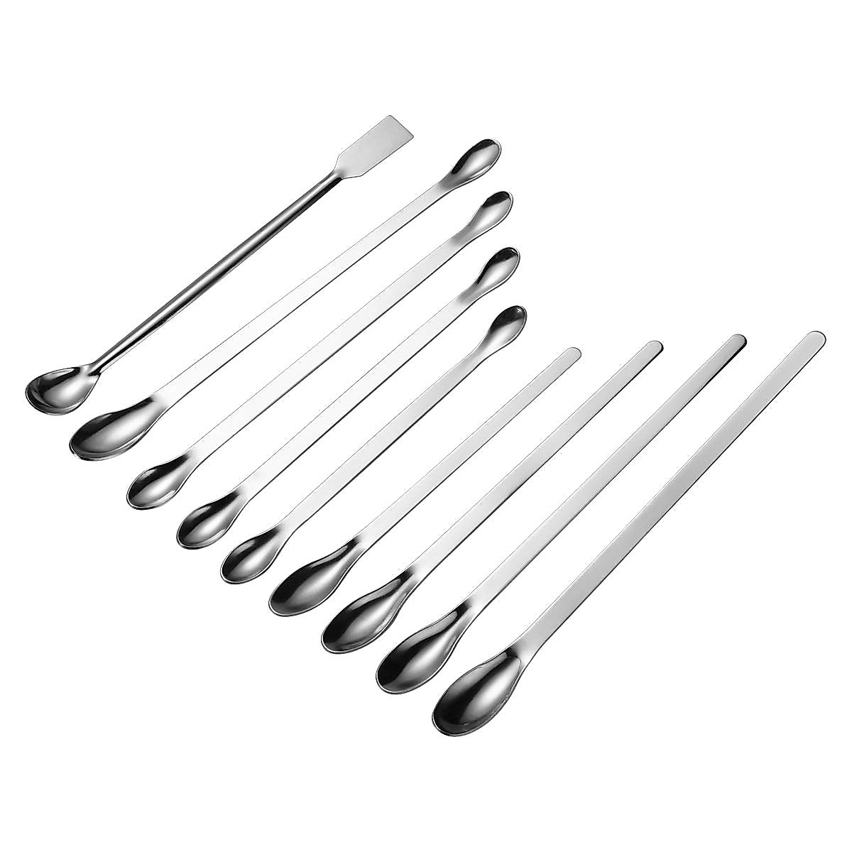 UKCOCO Lab Spatula,9 in 1 Stainless Steel Sampling Laboratory Scoops - Lab Mixing Spatulas,Length 16/18/20/22CM