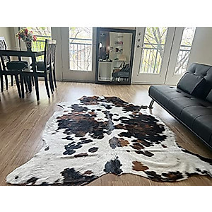 bonanza leathers Genuine Cowhide Rug Classic Tricolor Size S/L/XL 5X6/6X7/7X8 FT (5x6 ft)