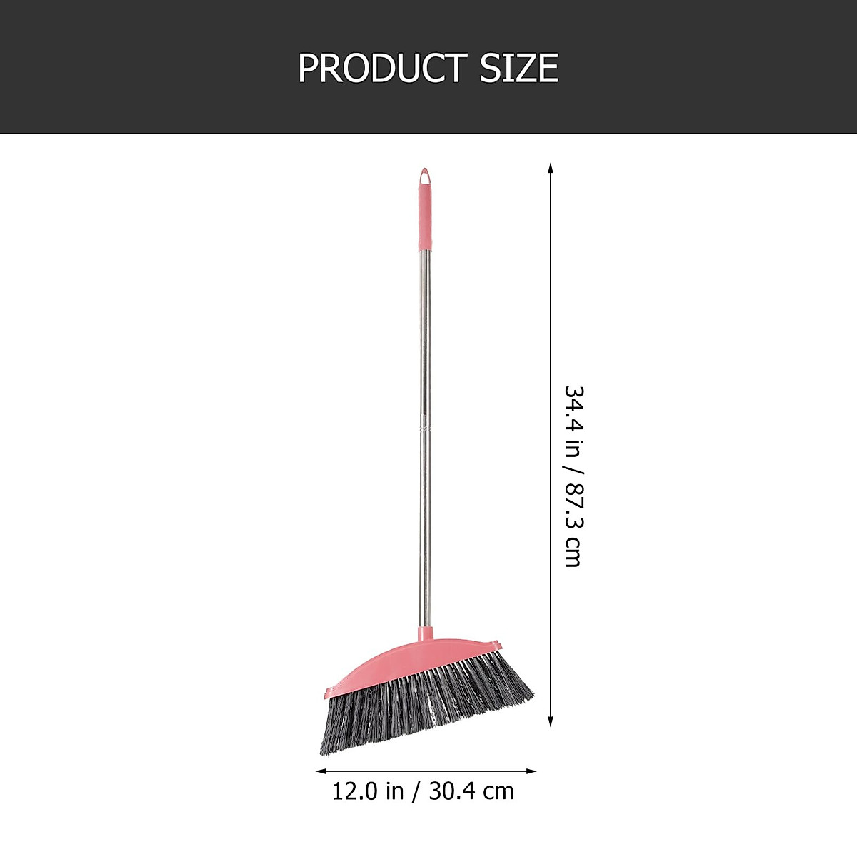 Ciieeo Heavy-Duty Broom, Stainless Steel Broom with Long Handle Floor Sweeping Brooms Wide Angle Outdoor Brooms for Shower Cleaning Patio Kitchen Grout Pink