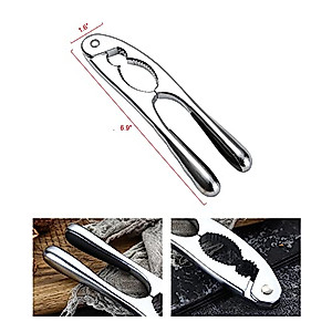 Qidol Stainless Steel Nuts Cracker Seafood Nutcracker Tool, Walnut Pecan Shellfish Crab Claw Leg Lobster Shell Opener Scooping Picks Tool, Heavy Duty Finger Protector Cutting with Non-slip Handle