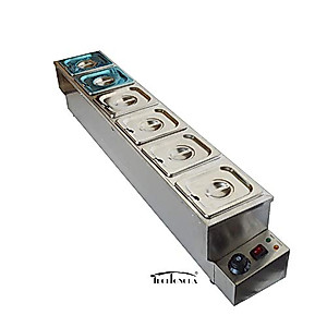 TECHTONGDA Food Soup Warmer Bain Marie Steam Table Commercial Canteen Buffet Heater Stove 7x6.5x6inch Pan 6 Pan