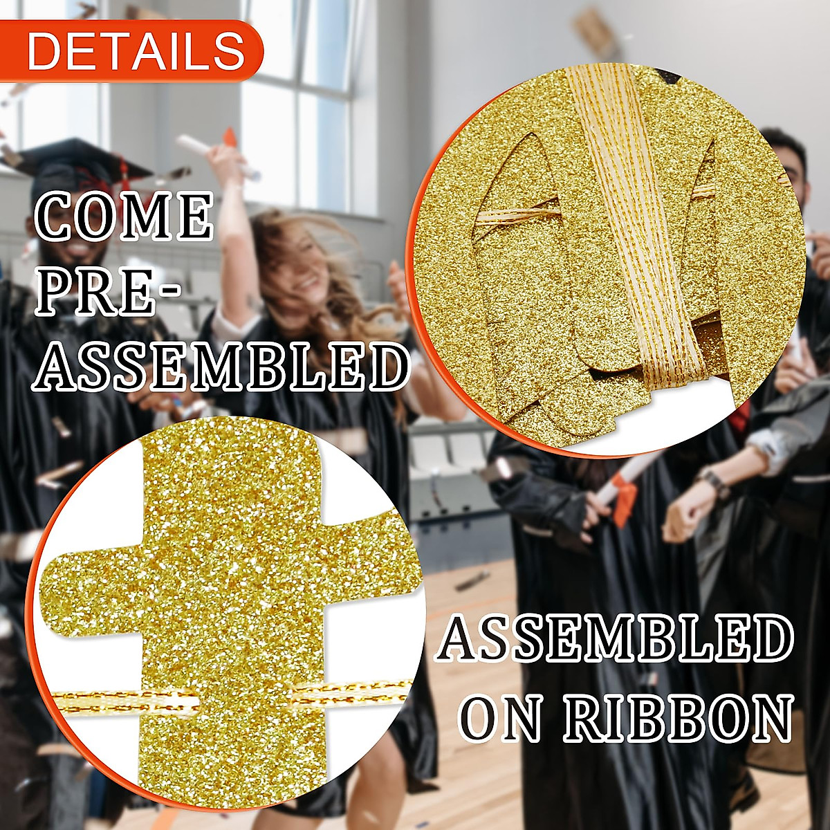 Mastered It 2024 Banner, Graduation Sign, Class of 2024 Congrats Grad Party Decorations Congratulations Assembled Photo Backdrop Supplies (Gold Glitter)