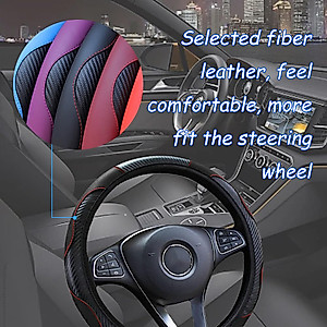 Car Steering Wheel Cover, 15 Inch Carbon Steering Wheel Cover, Breathable Anti-Slip Steering Wheels Accessories for Men Women, Car Interior Accessories for Most Cars