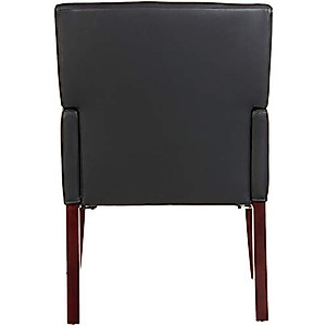 Amazon Basics Classic Reception Office Chair with Mahogany Wood Finish Legs - Black