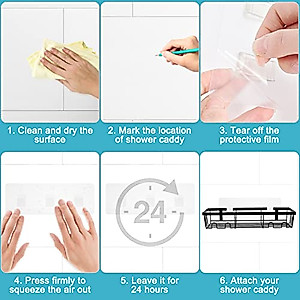 welltop Shower Caddy, 5-Pack Adhesive Shower Organizer, No Drilling Wall Mounted Bathroom Shelves Basket for Bathroom Organization and Storage, Rustproof Stainless Steel Shower Shelf for Inside Shower