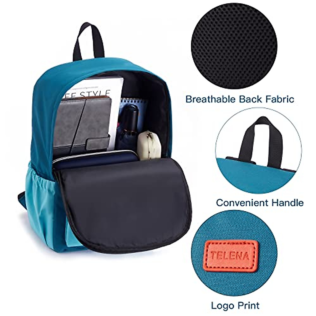 Telena School Backpack for Boys Lightweight Middle High School Backpack Bookbag for Teen Girls Boys Kids, Blue