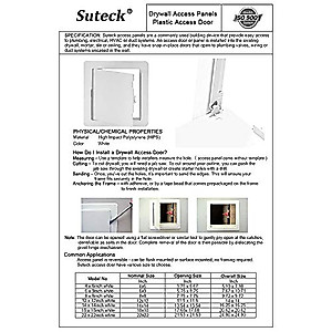 Suteck Plastic Access Panel for Drywall Ceiling 4 x 6 Inch Reinforced Plumbing Wall Access Doors Removable Hinged