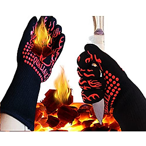 BBQ gloves, 1472°F, EN407 Certified. Extreme Heat Resistant, Long Sleeve, Anti-slip, Sweat Absorption, Comfier Easier and Safer for Grilling, barbecue, smoking, Cooking, Baking, pot holding.
