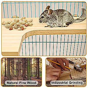SIVEIS Hamster Natural Wooden Platform, L-Shaped Pedal Wooden Platform Pet Toy, 3 Pieces of Wooden Round Hamster Station Board and 1 Piece Stairs, Chinchilla Parrots Bird Cage Accessories
