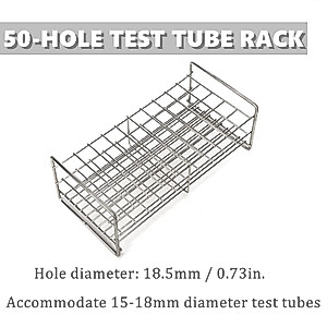 Test Tube Rack, Metal Test Tube Rack Square Hole Test Tube Stand with Handle for Laboratory