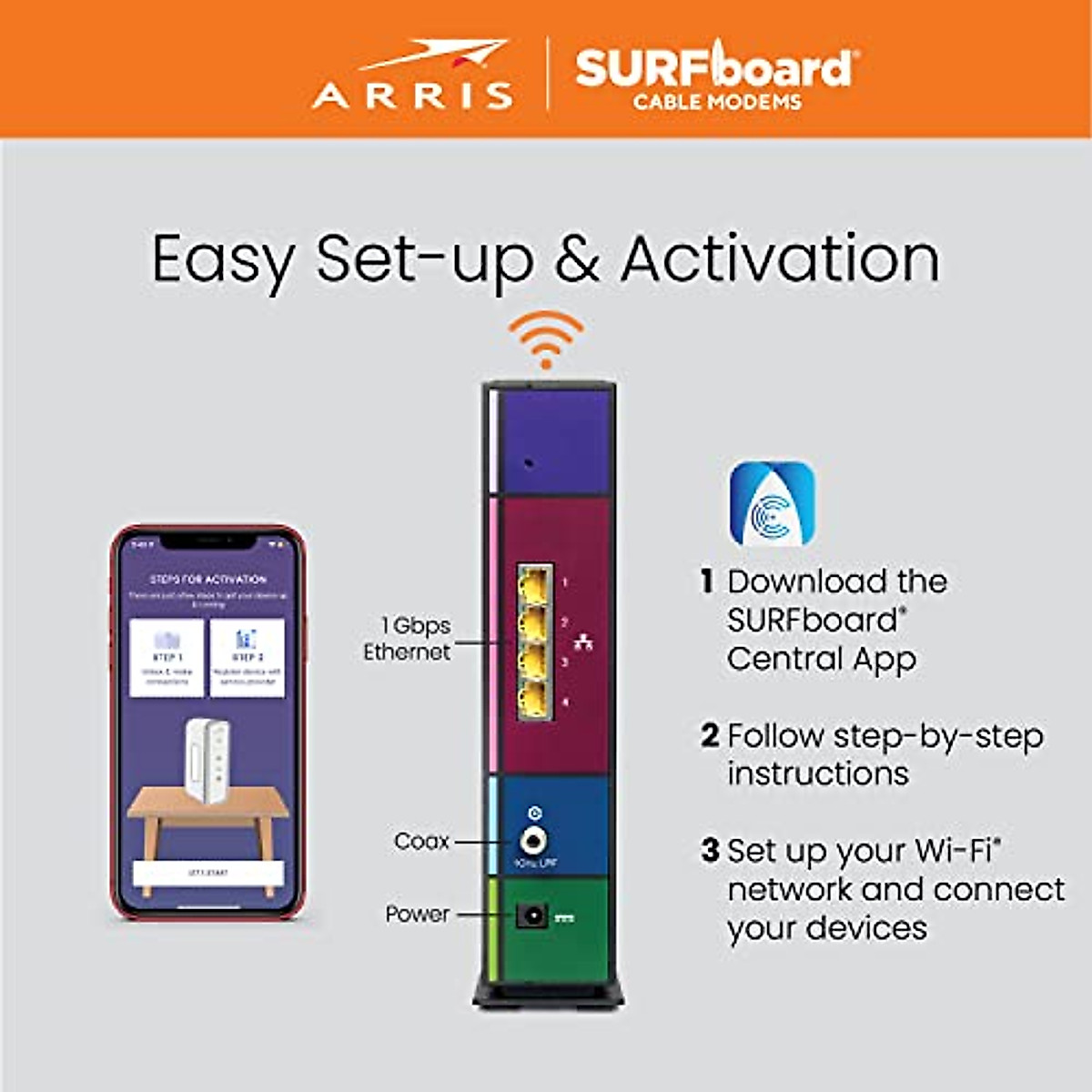 Arris (SBG7600AC2-RB) - Cable Modem Router Combo - Fast DOCSIS 3.0 & AC2350 WiFi,for Comcast Xfinity, Cox, Charter Spectrum & More, Four 1 Gbps Ports, 800 Mbps Max Internet Speeds - Renewed