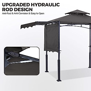 ABCCANOPY Grill Gazebo with Extra Awning - 5'x11' Outdoor Grill Canopy BBQ Gazebo Barbecue Canopy with LED Lights for Backyard, Lawn and Patio (Dark Grey)