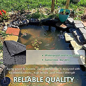 Topdeep 10x15 ft Pond Liner, LDPE 20 Mil Thickness Fish Pond Liners for Outdoor Ponds, Pond Skins for Waterfall, Fish or koi Pond, Fountains and Bed Planter