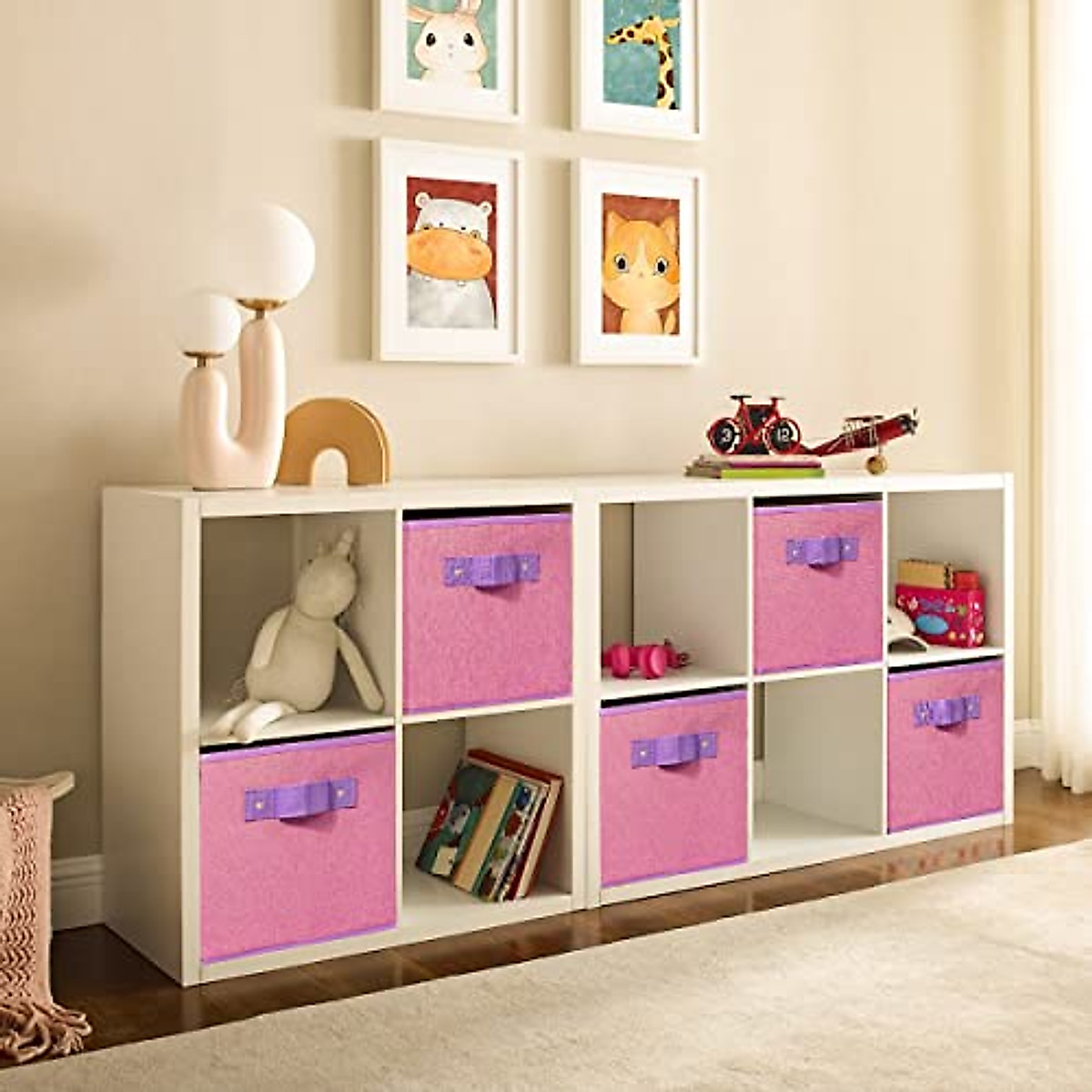 ShellKingdom Storage Bins, Foldable Storage Baskets for Shelves, Closets, Home Organizing, with Reinforced Handles, 14.37 x 10 x 9.8 inches, 3 Pack - Lavender