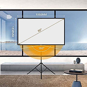 Portable Projector Screen with Stand for Home & Outdoor Movie Projection with White Movie Screen,Sturdy Tripod & Carry Bag - 80 in