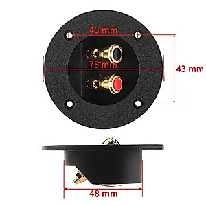 YTYKINOY 2 Pcs 3” Double Binding Round Gold Plate Push Spring Loaded Jacks Speaker Box Terminal Cup