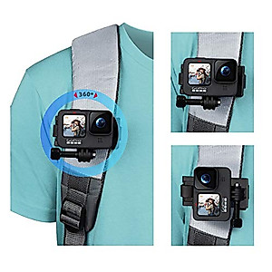 VnoPro Gopro Mount,GoPro Accessories Backpack Shoulder Chest Strap Clip Mount, Adjustable Mount Compatible with GoPro Hero 10 9 8 7 6 5 4 Black Session, Insta 360 One R, DJI Osmo Action Camera