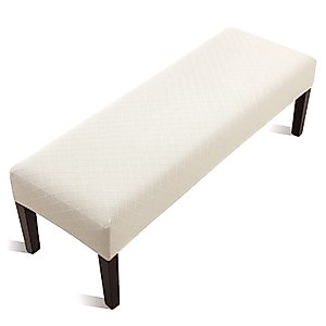 Fuloon Stretch Jacquard Dining Bench Cover - Anti-Dust Removable Bench Slipcover Washable Bench Seat Protector Cover for Living Room, Bedroom, Kitchen (Beige)