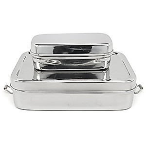 Lifestyle Block Stainless Steel Lunchbox - 7 Inch Rectangle with Nesting Mini Container - BPA Free