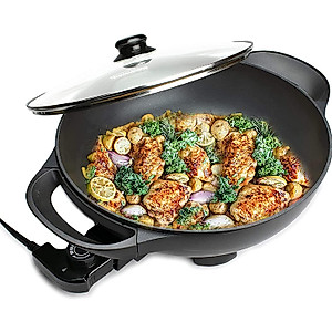 13 Inch Electric Skillet Nonstick - with Glass Lid (6Qt)