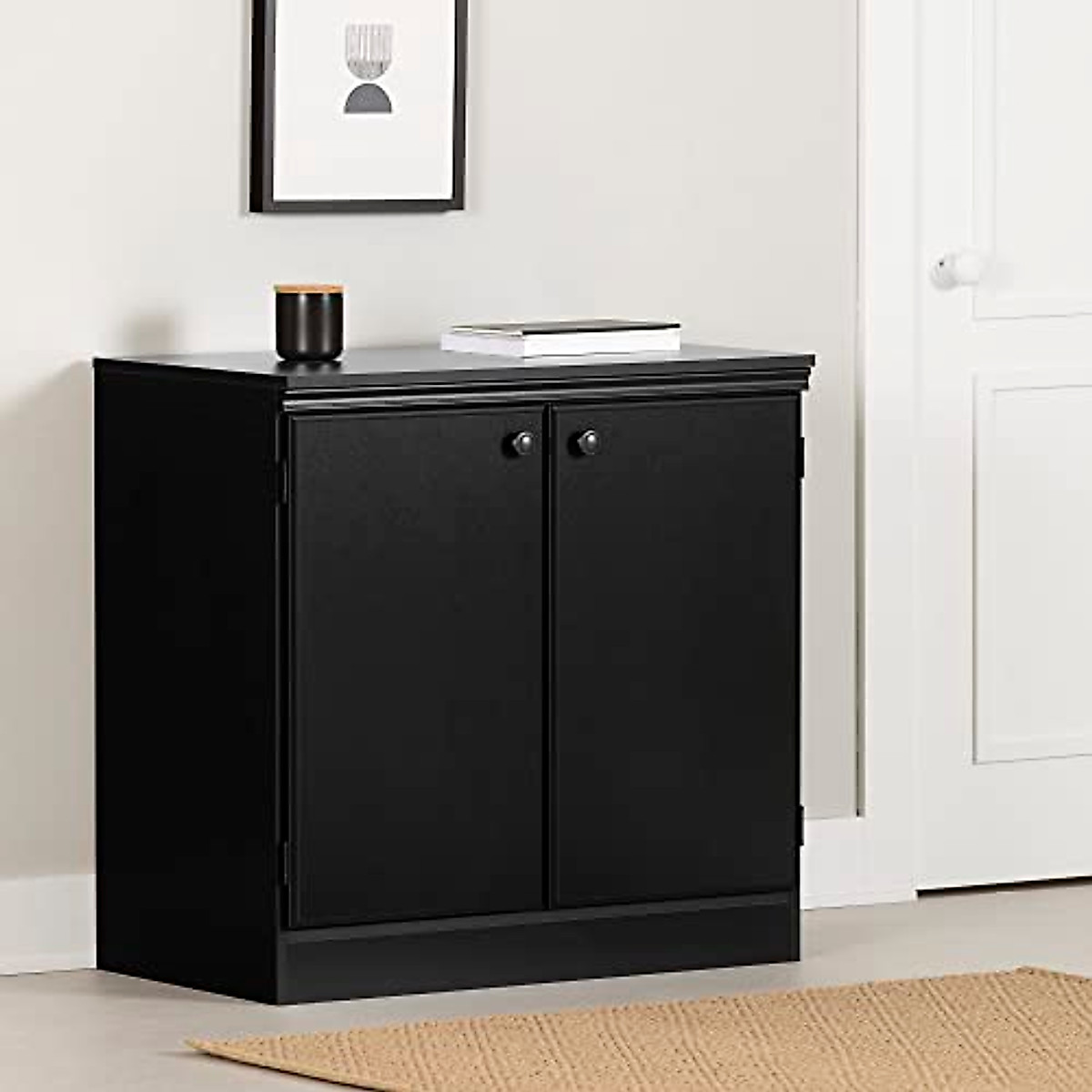 South Shore Morgan Small 2-Door Storage Cabinet Pure Black, 31.5" x 32 3/8" x 32 7/8"