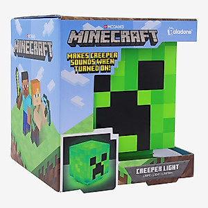 Paladone Minecraft Creeper Desk Light with Official Creeper Sounds, Handheld Night Light for Kids Room or Gamer Décor - Licensed Minecraft Gifts