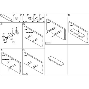 Coral Flower Reclaimed Wood Shelves with Black Industrial Pipe Brackets, Set of 2, Walnut 1
