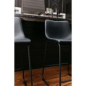 Signature Design by Ashley Centiar 24" Counter Height Modern Bucket Barstool, 2 Count, Black