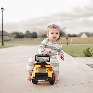 CAT Shovel and Sift Dump Truck Ride-On Toy for Kids and Children Ages 1-3 Years Old, Featuring Realistic Job Site Sounds and Removable Sifter and Shovel, Yellow/Black, by Kid Trax