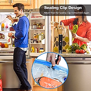 Handheld Vacuum Sealer for Food, Upgrade Rechargeable Mini Automatic Food Vacuum Sealer Machine with 12Pcs Reusable Sous Vide Bags for Fresh & Save