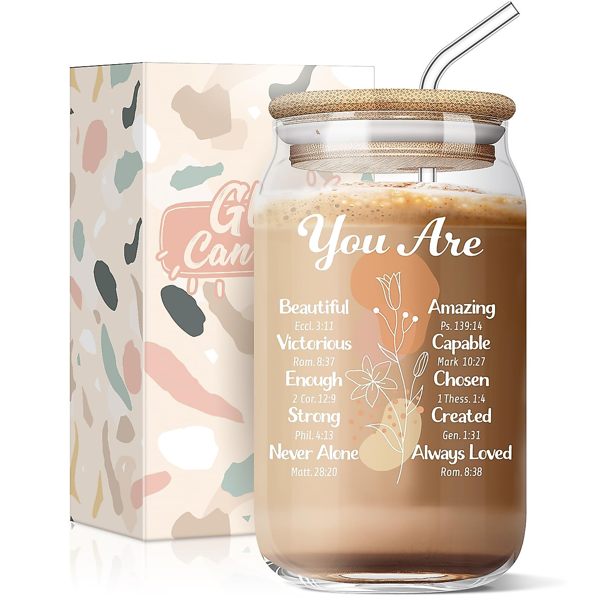 AGOT Christian Gifts for Women - Birthday Gifts Ideas for Best Friend Sister Mom Inspirational Religious Encouraging Thank You Gifts 16 Oz Can Glass