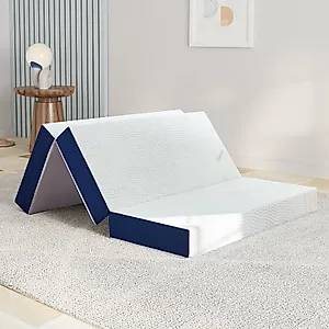 Generic Tri Folding Mattress, 4 inch Memory Foam Mattress Topper with Bamboo Cover for Camping, Guest, Twin XL Size - 38""x 78""x 4"", White