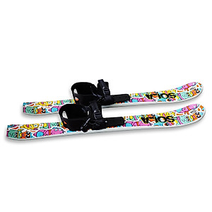SOLA Winter Sports Kid's SLKS103 Beginner Snow Skis and Poles with Bindings Age 3-4 (Gaggle)