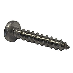 #8 x 1 Stainless Steel Pan Head Sheet Metal Screws, Full Thread, Phillips Drive, Bright Finish, Self-Tapping, Quantity 100 Pieces by Marine Bolt Supply