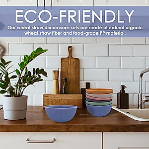 Premium Wheat Straw Bowls, 6 Unbreakable Kitchen Bowl Set, Reusable, Dishwasher Safe, Dessert Bowls for Serving Cereal, Noodles, Pasta, Salad, etc