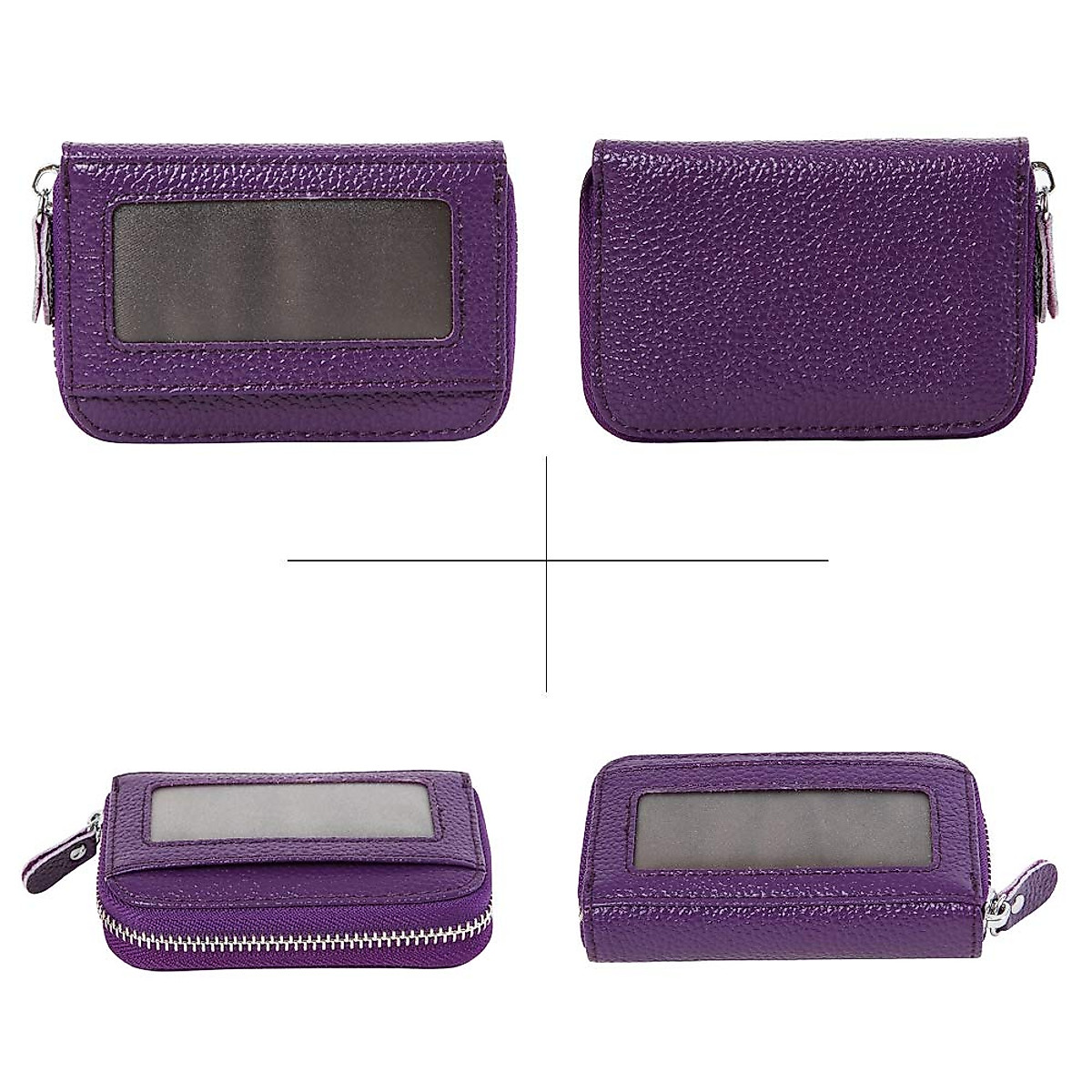 Women's RFID Blocking 12 Slots Credit Card Holder Leather Accordion Wallet,purple