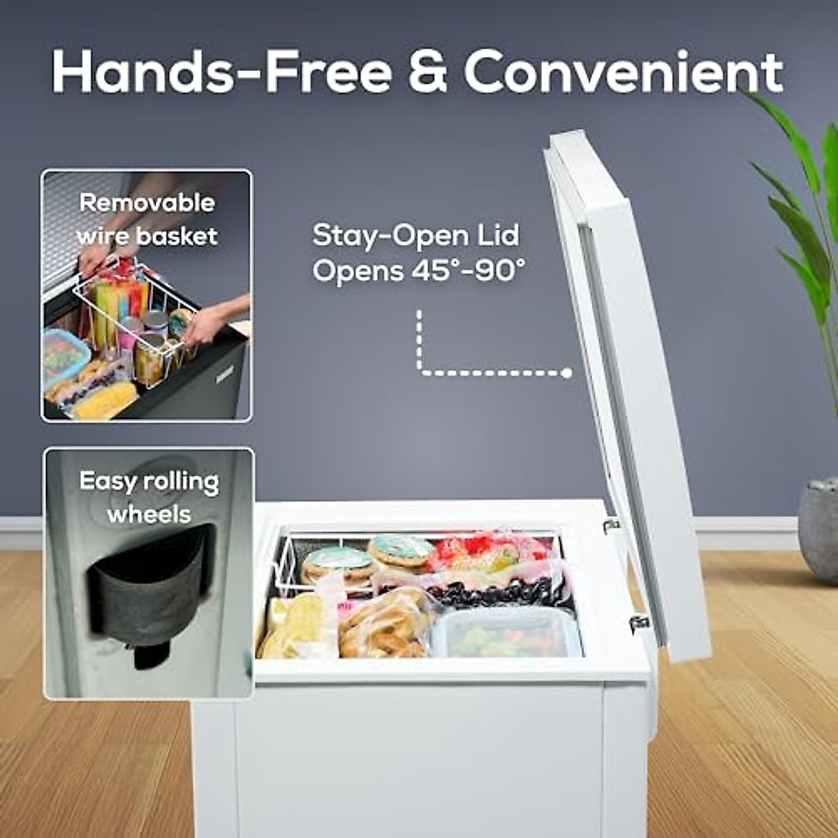 Igloo ICFXX35WH6AD Chest Freezer with Removable Basket and Front Defrost Water Drain, Small Deep Freezer Perfect for Homes 3.5 Cu.Ft., White