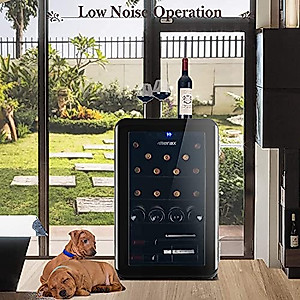 Merax 24 Bottle Retro Wine Cooler - Quiet Counter Top Wine Chiller, Freestanding Wine Refrigerator with Digital Display (24 Bottles-Black)